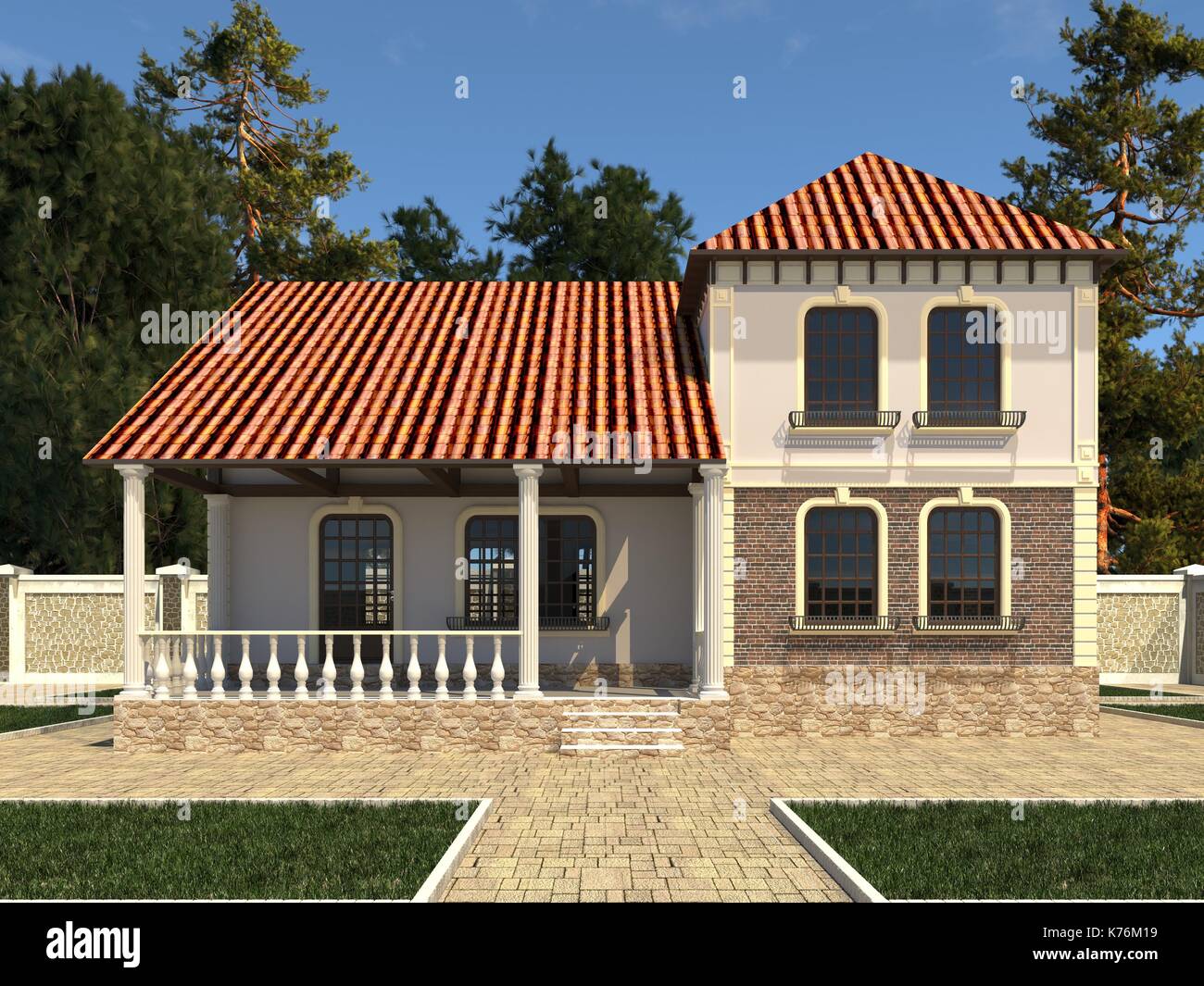 Photo realistic render of the house 3d illustration Stock Photo - Alamy