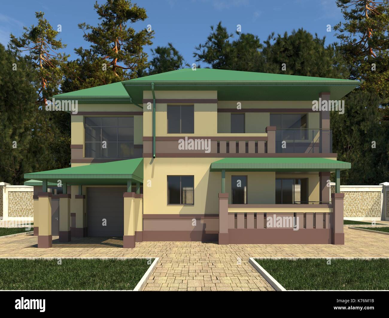 Photo realistic render of the house 3d illustration Stock Photo - Alamy