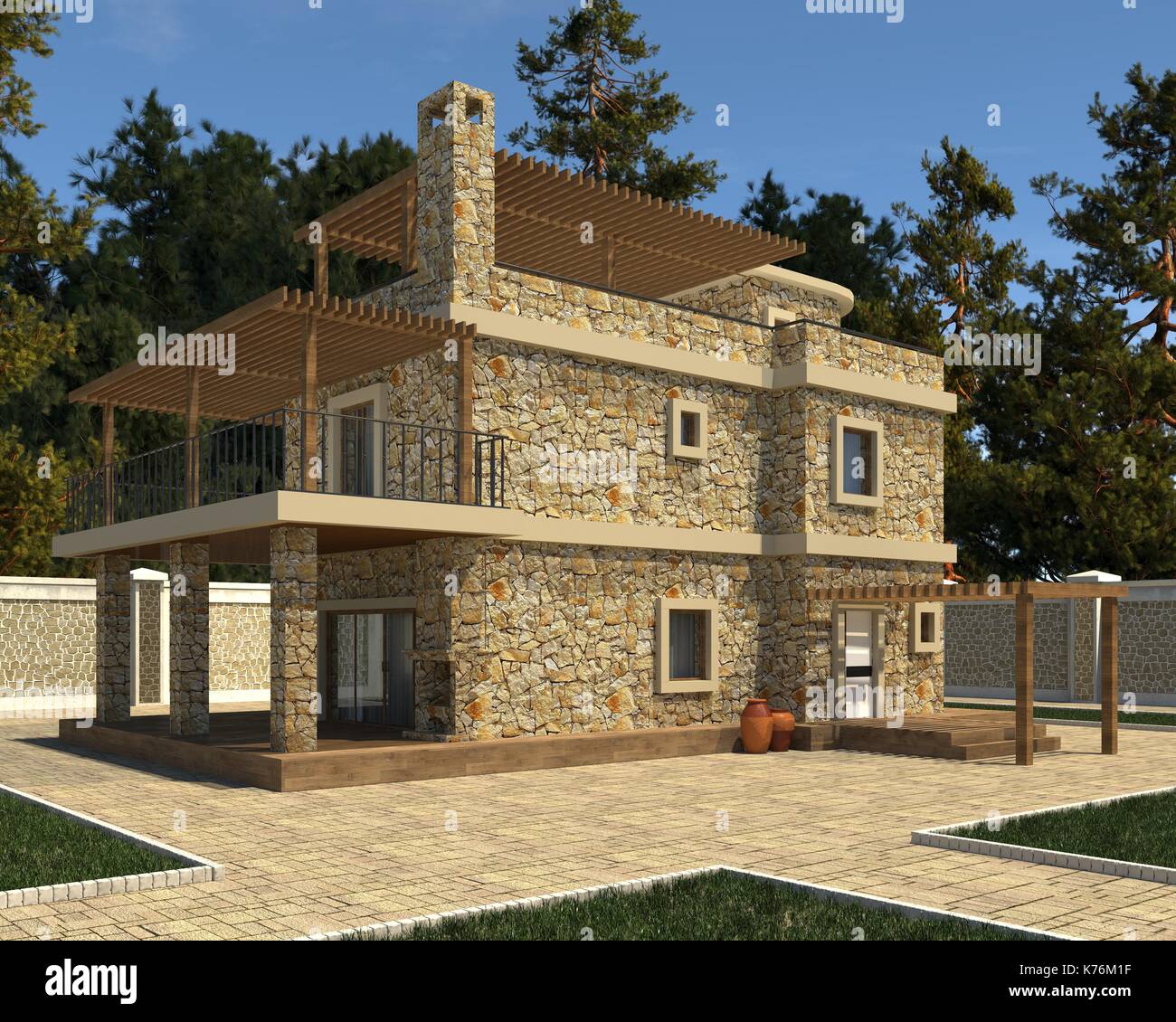 Photo realistic render of the house 3d illustration Stock Photo - Alamy
