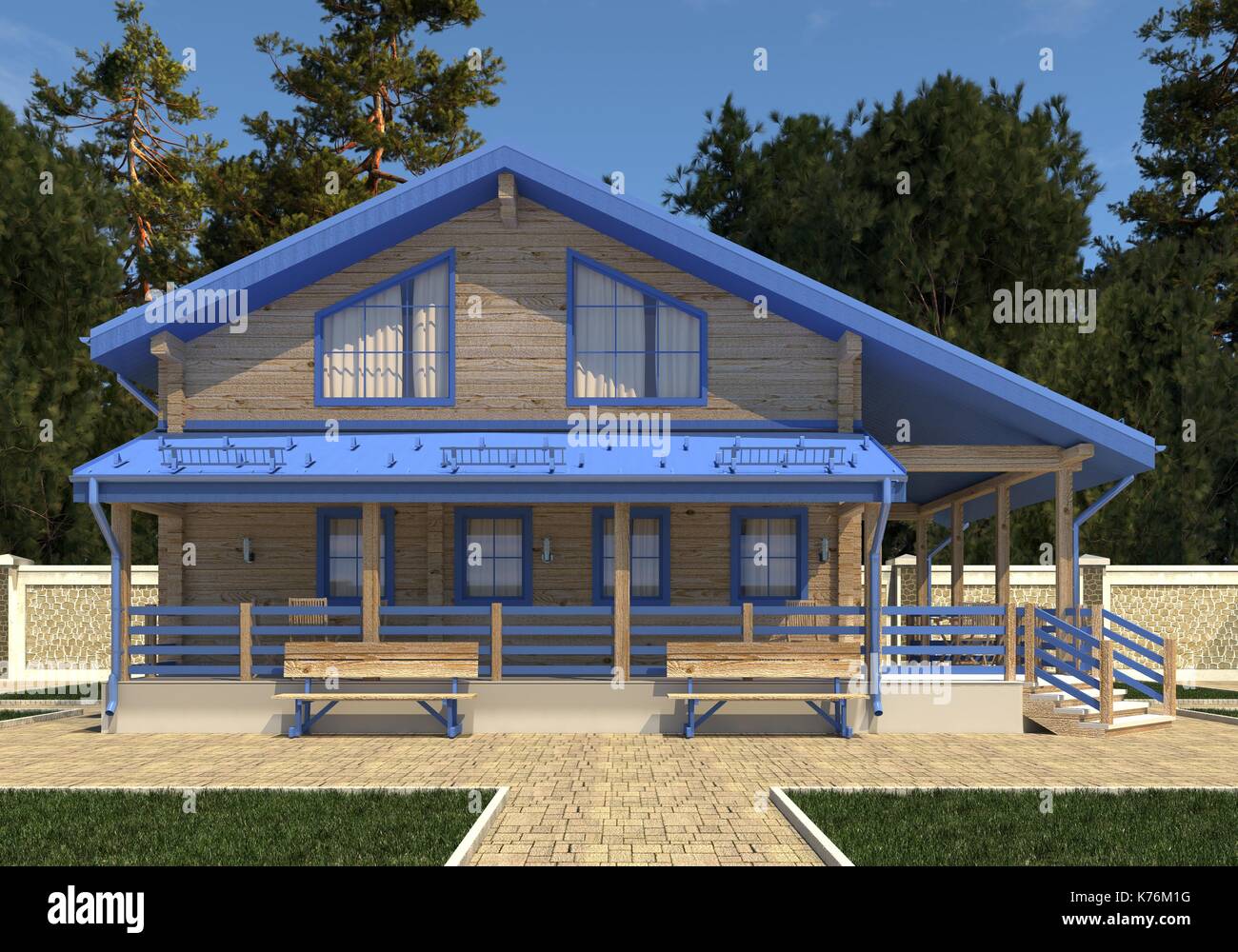Photo realistic render of the house 3d illustration Stock Photo - Alamy
