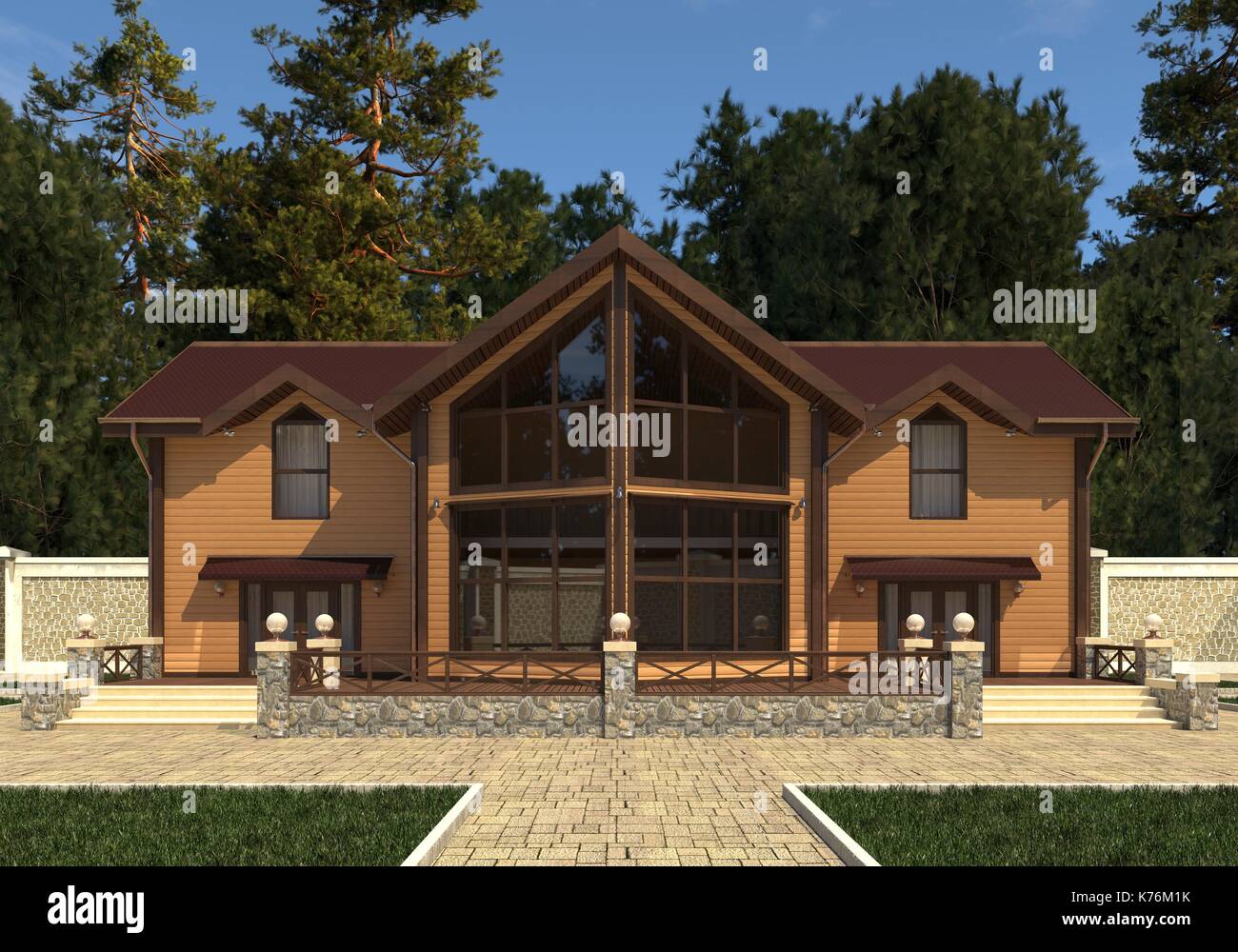 Photo realistic render of the house 3d illustration Stock Photo - Alamy