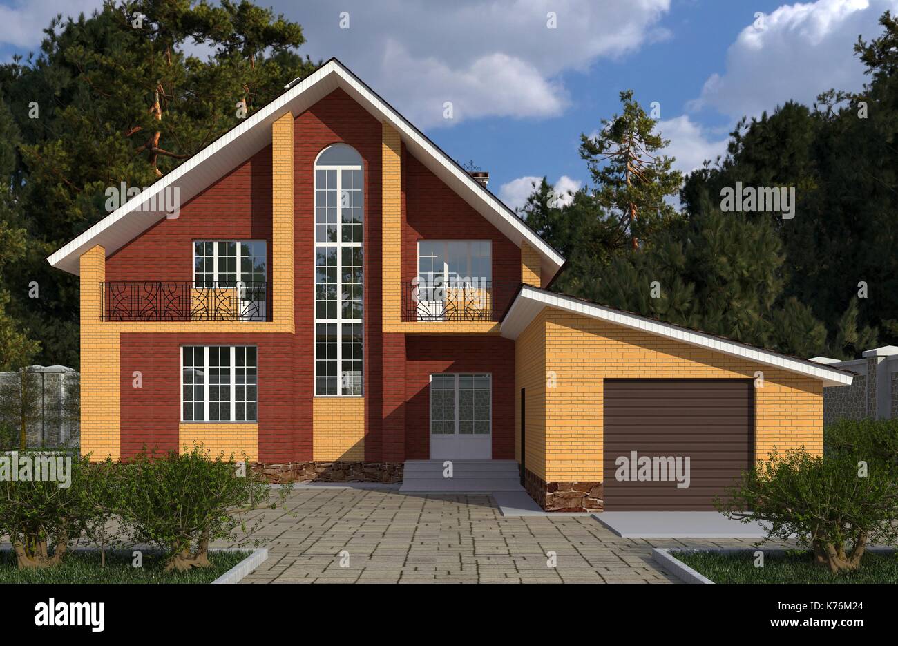 Photo realistic render of the house 3d illustration Stock Photo - Alamy