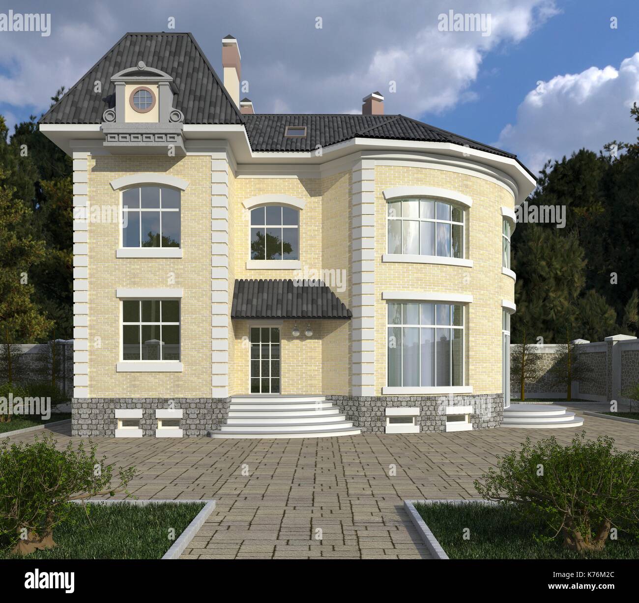 Photo realistic render of the house 3d illustration Stock Photo - Alamy