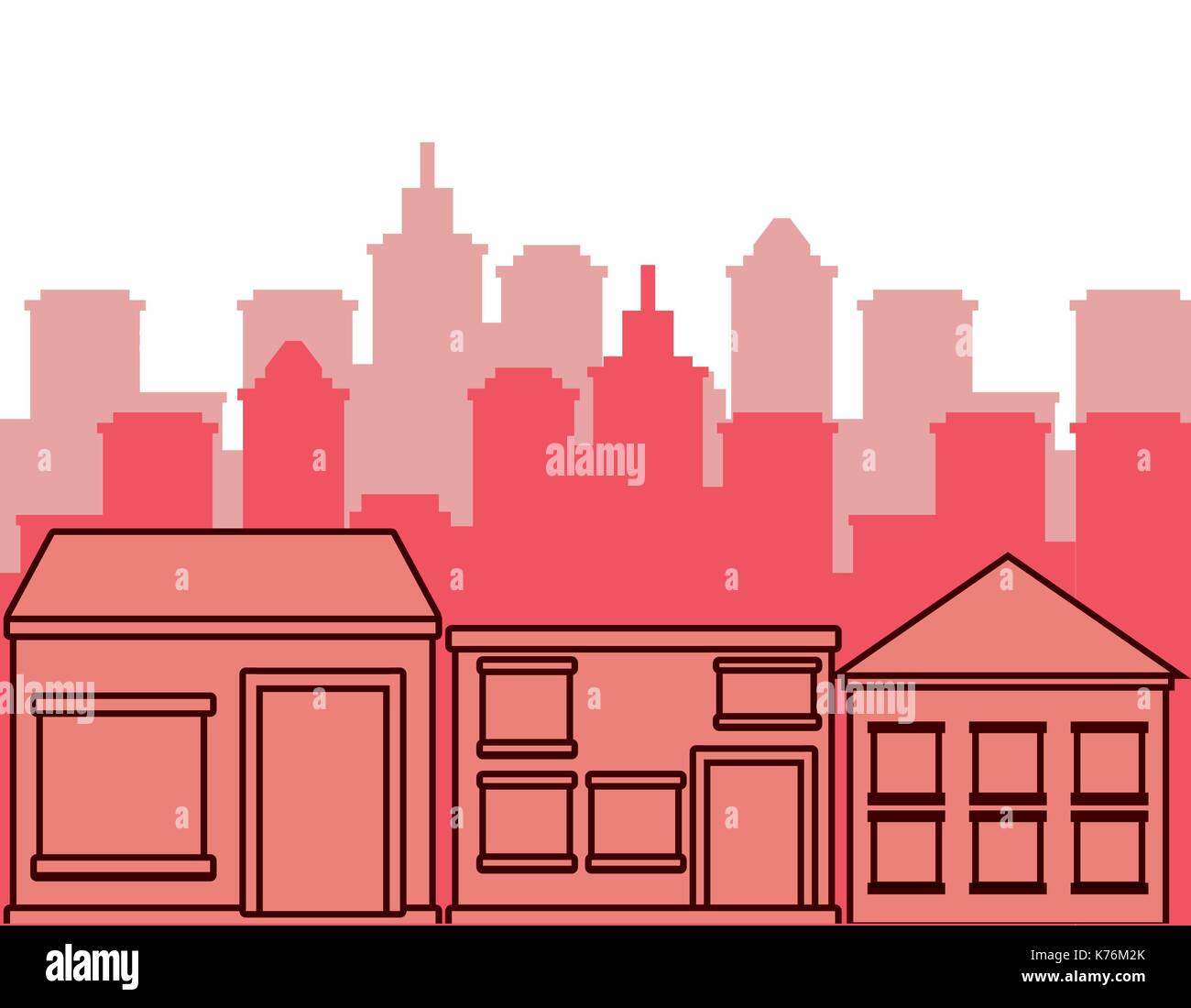 houses over city background colorful design vector illustration Stock ...