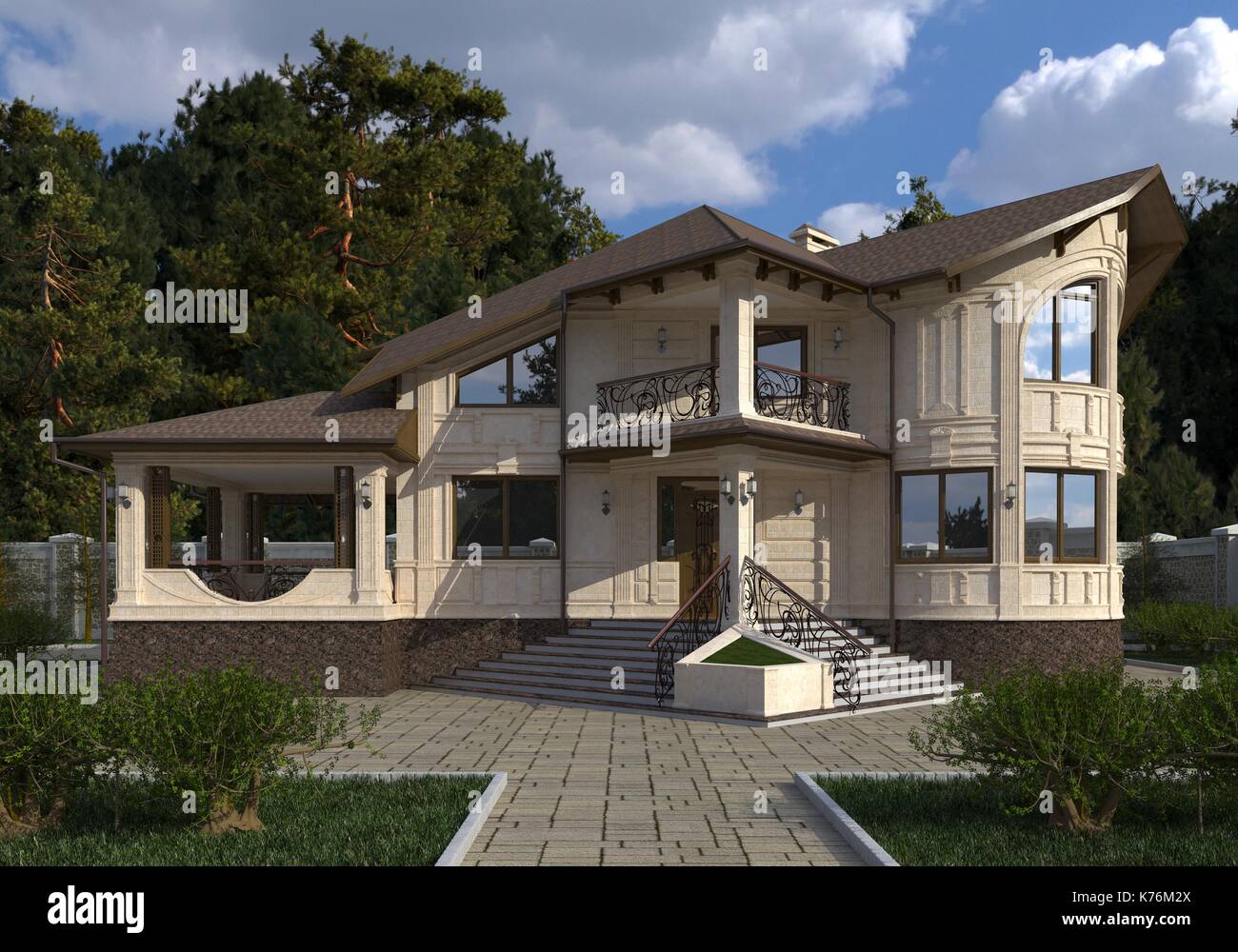 Photo realistic render of the house 3d illustration Stock Photo - Alamy