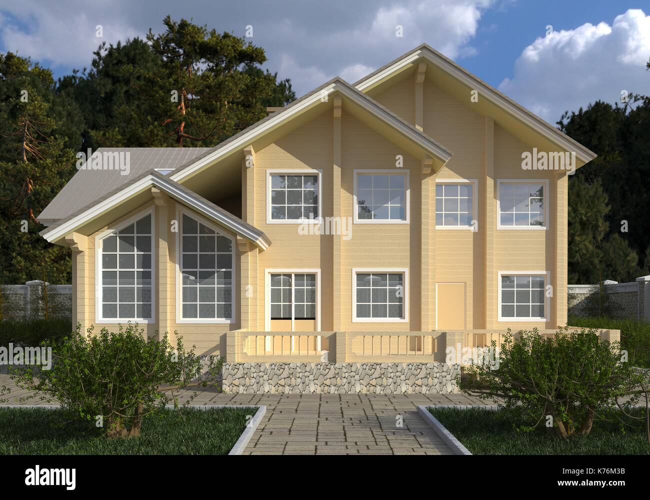 Photo realistic render of the house 3d illustration Stock Photo - Alamy