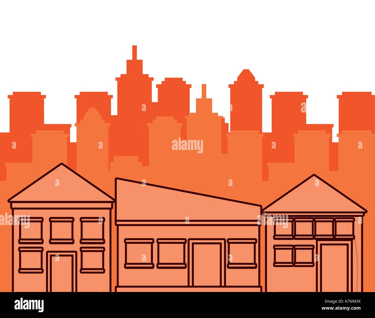 houses over city background colorful design vector illustration Stock ...