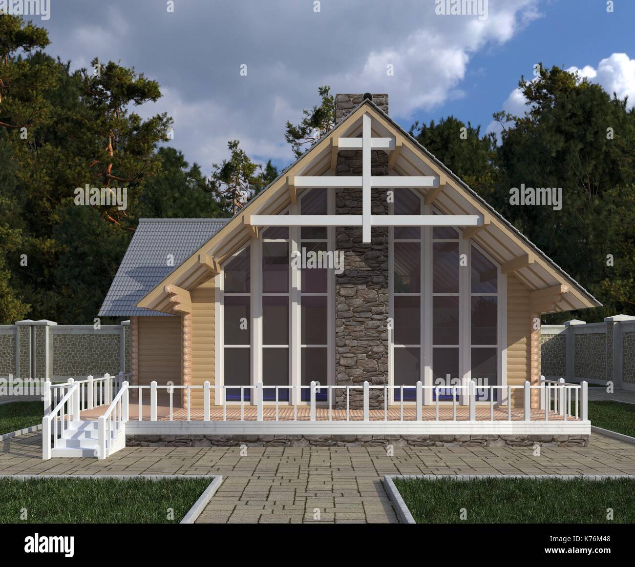 Photo realistic render of the house 3d illustration Stock Photo - Alamy