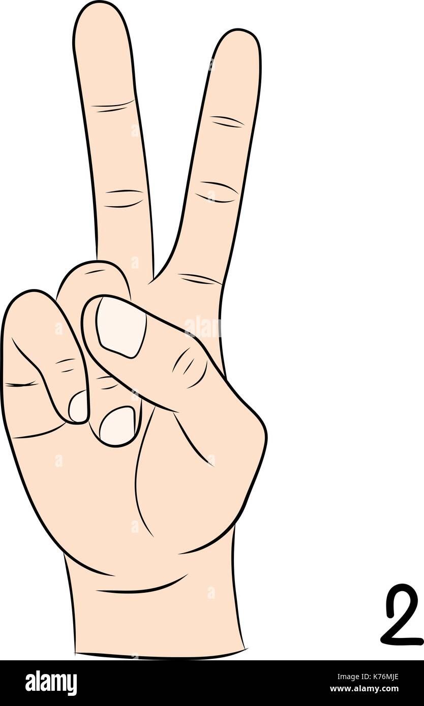 Sign language,Number 2 Stock Vector Image & Art - Alamy