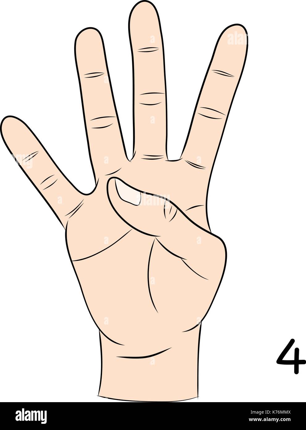 Sign language,Number 4 Stock Vector Image & Art - Alamy
