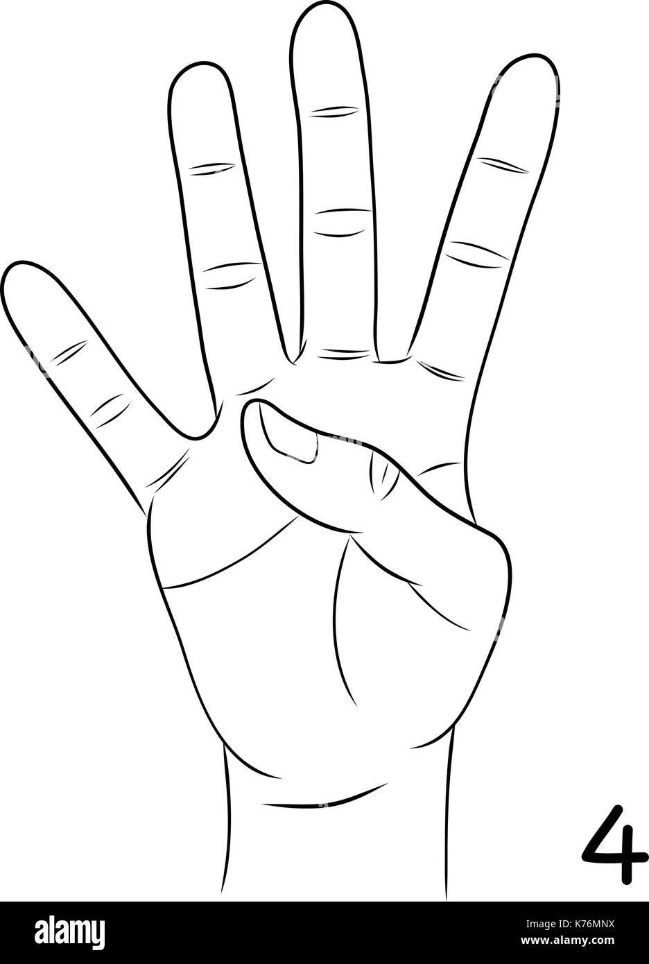 Sign language,Number 4 Stock Vector Image & Art - Alamy