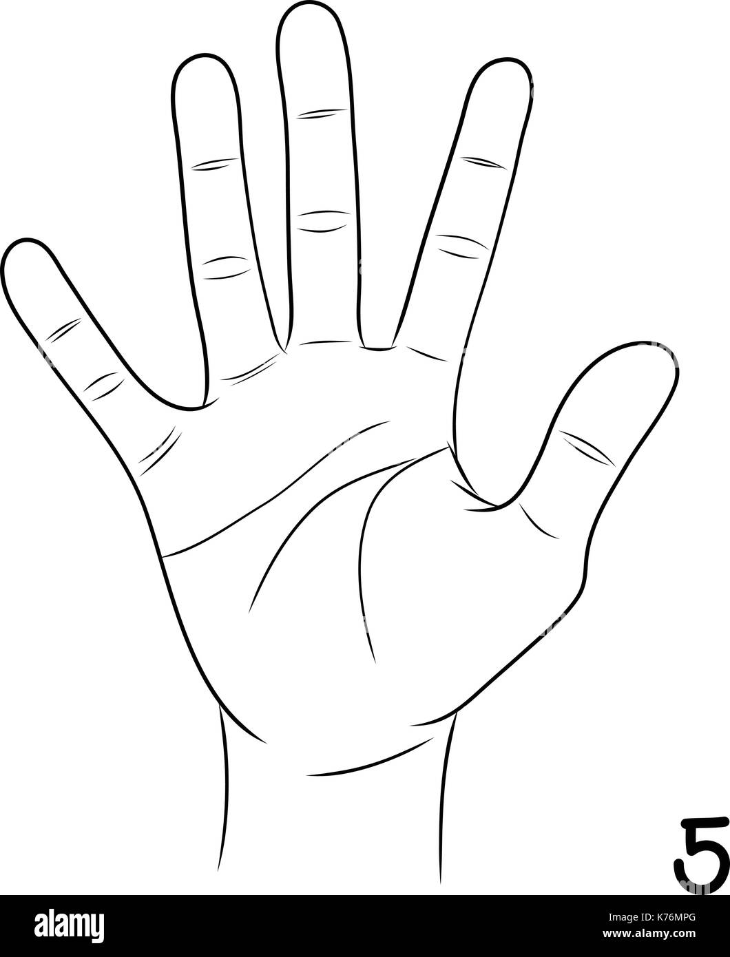 Sign language,Number 5 Stock Vector Image & Art - Alamy