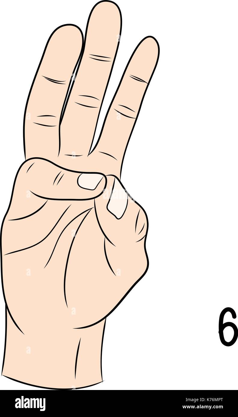 Sign language,Number 6 Stock Vector Image & Art - Alamy