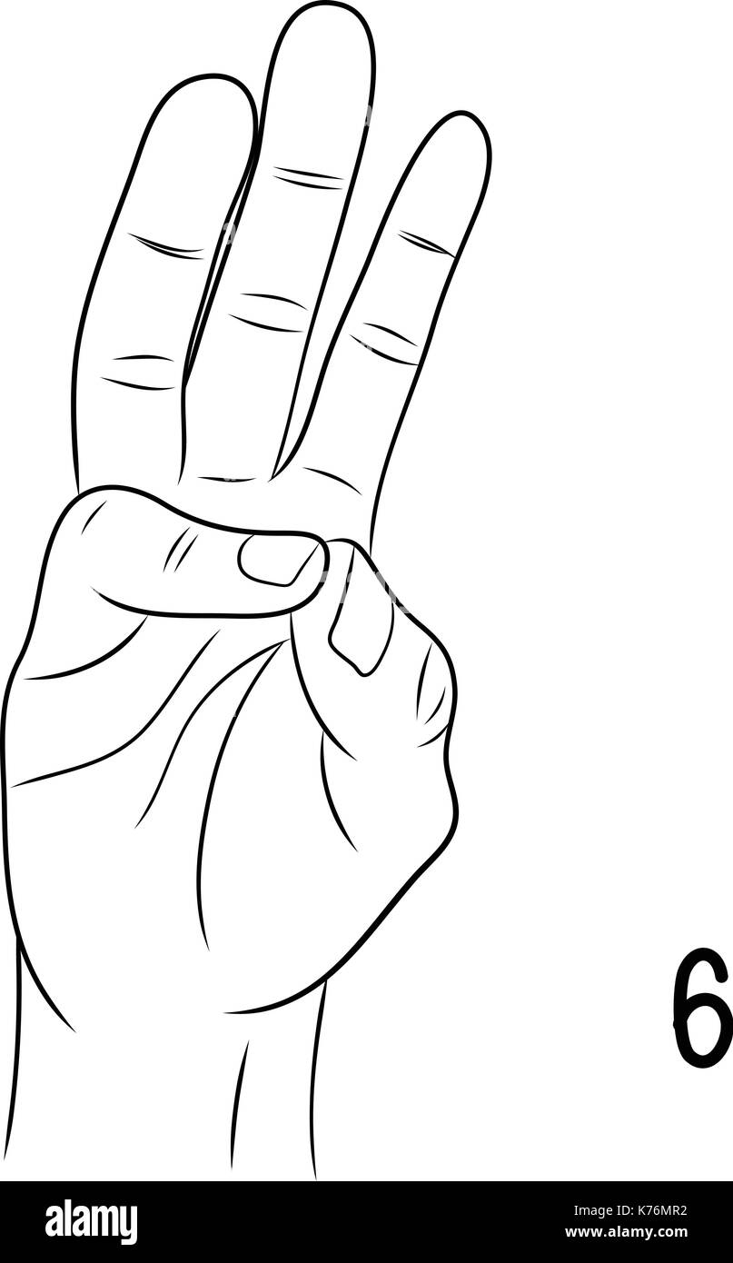 Sign language,Number 6 Stock Vector Image & Art - Alamy Sign language,Number 6 Stock Vector Image & Art - Alamy