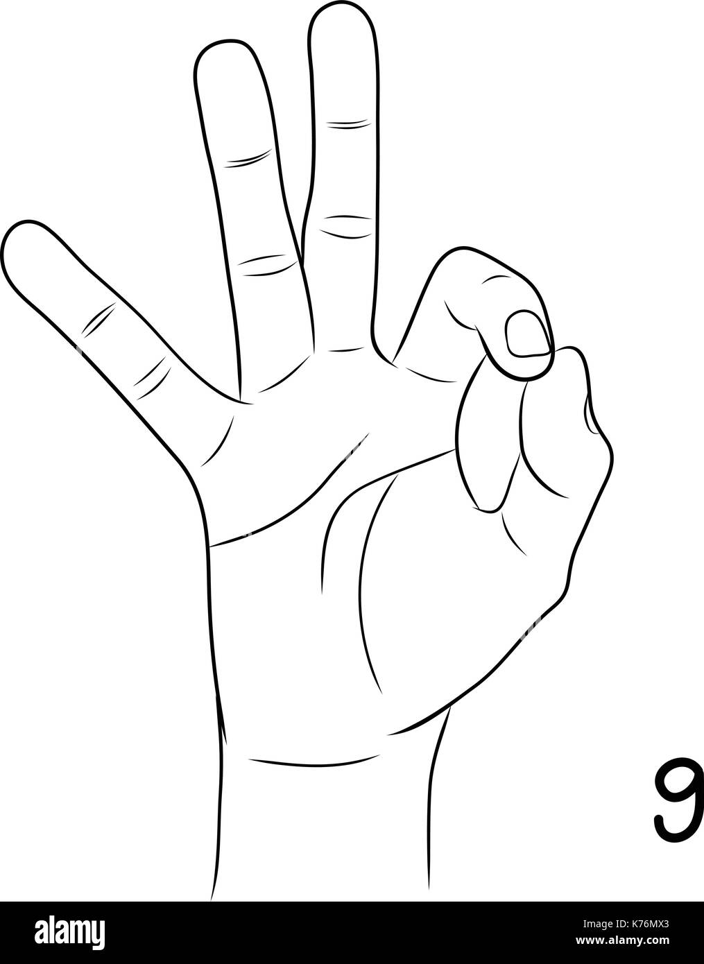 Sign language,Number 9 Stock Vector Image & Art - Alamy