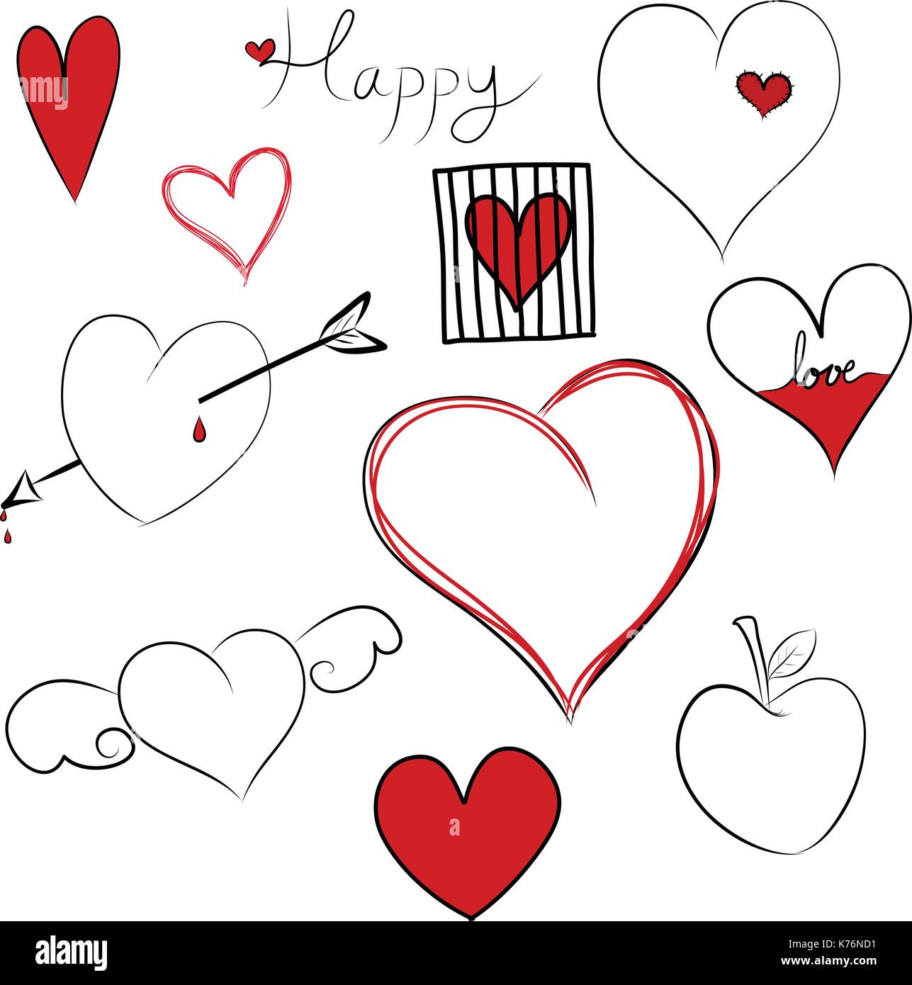Set of doodle hearts Stock Vector Image & Art - Alamy