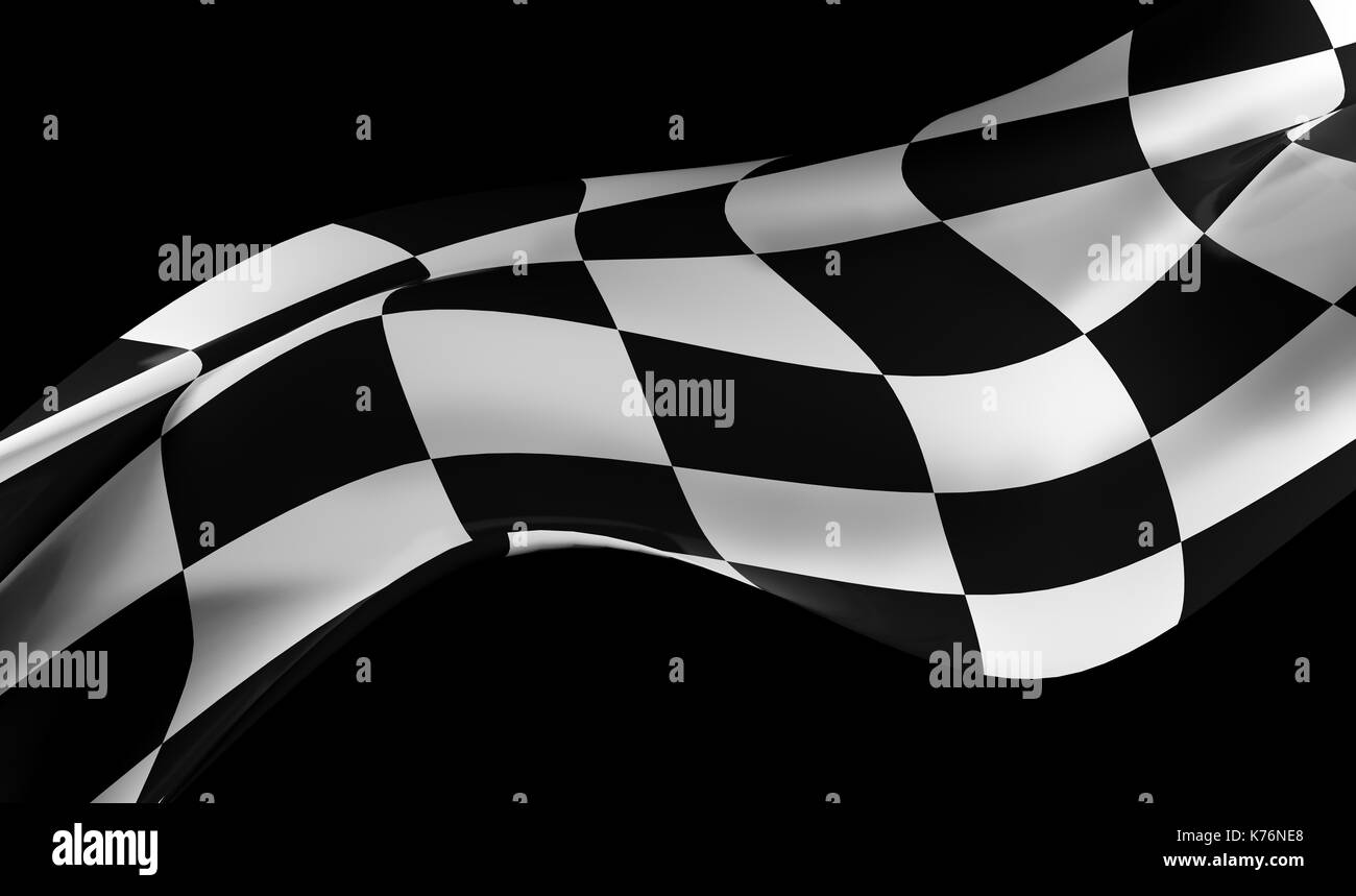 racing flag on black background , 3d image render Stock Photo - Alamy