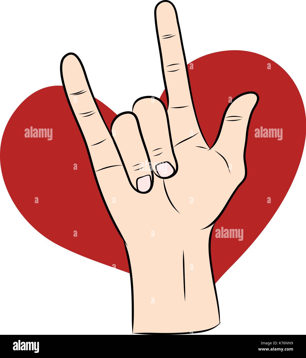 love hand sign with red heart Stock Vector Image & Art - Alamy