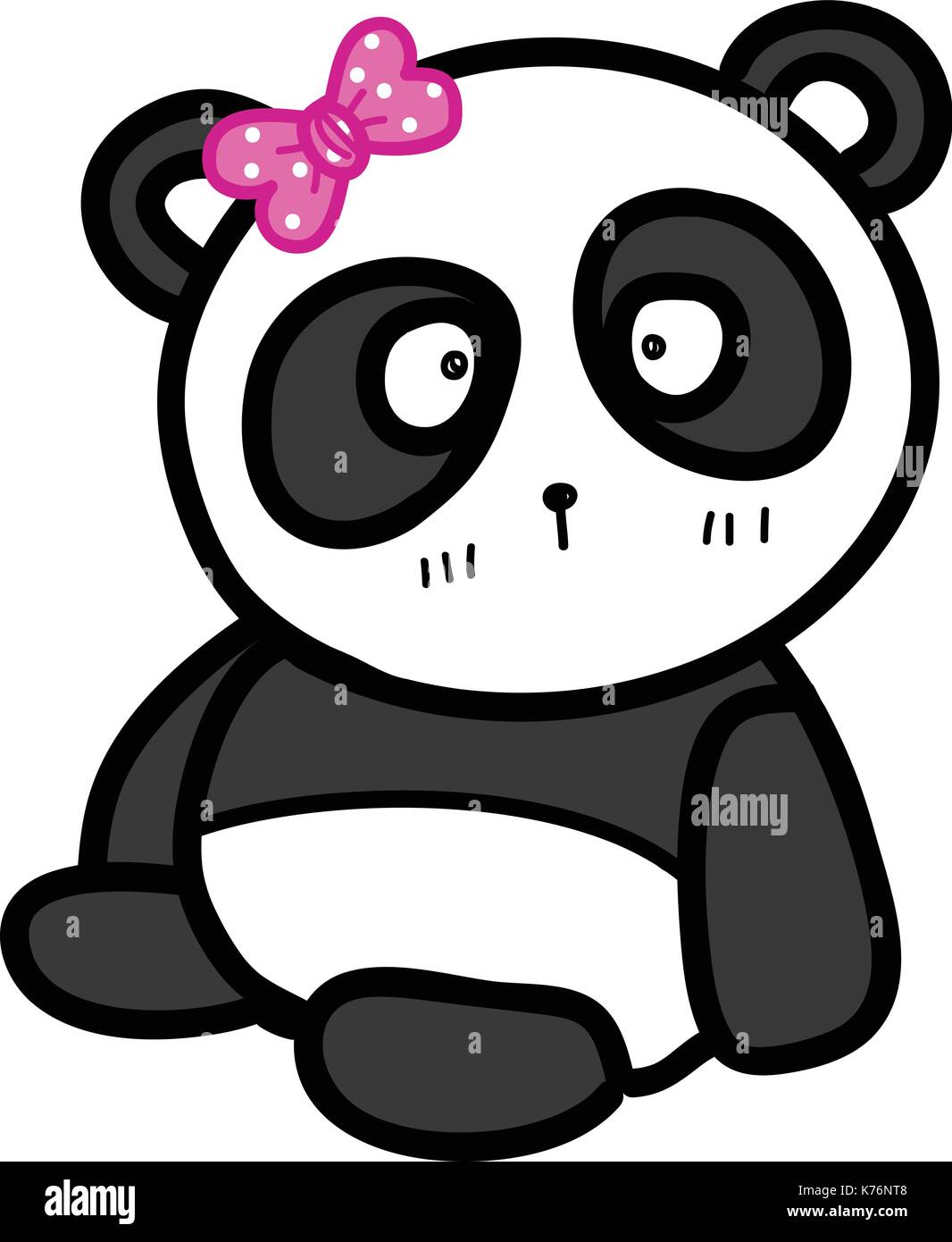 cute sitting panda with bow vector illustration Stock Vector Image ...
