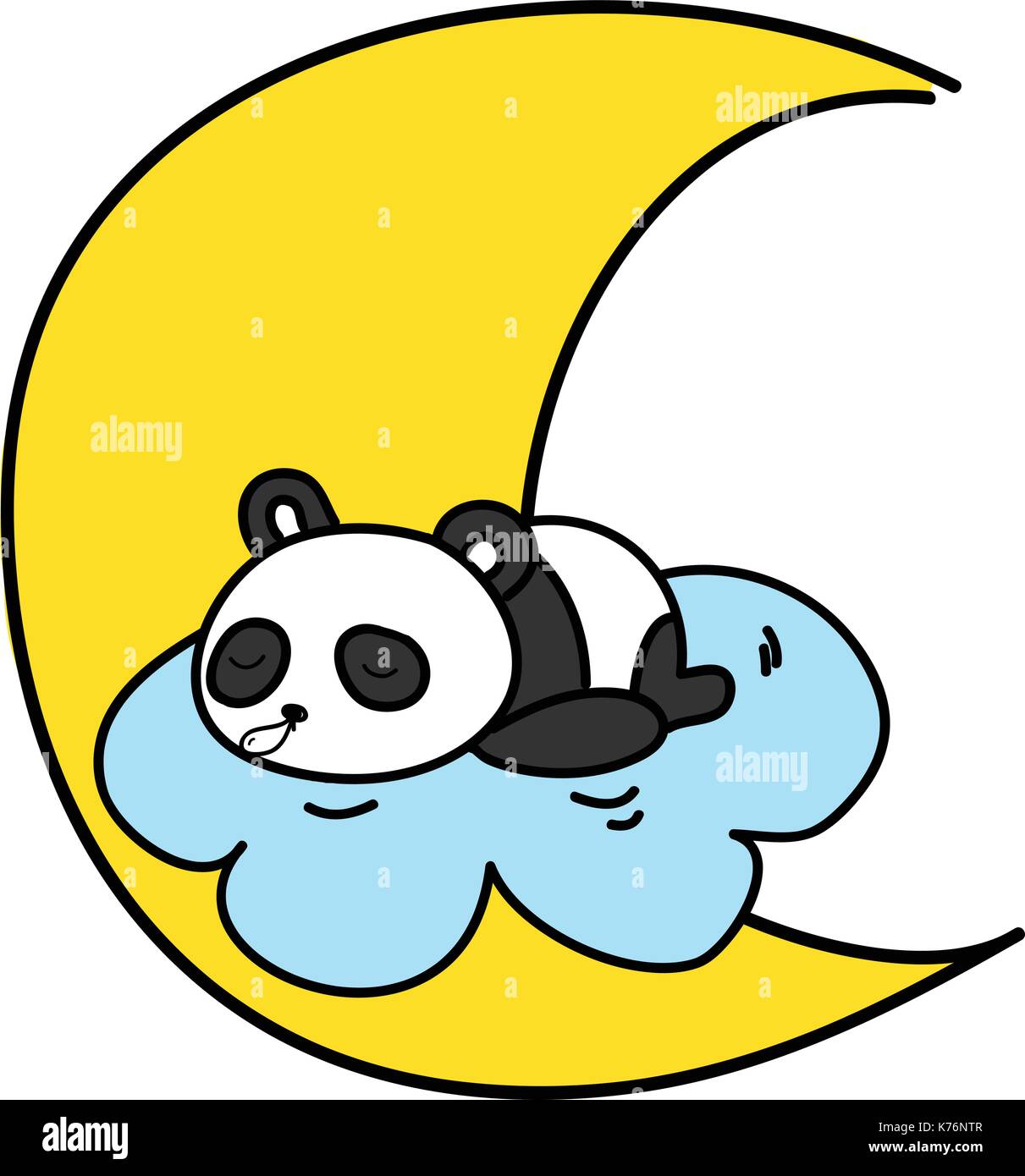 baby panda sleeping on the cloud with the moon vector illustration ...