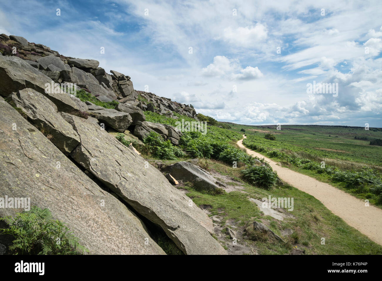 Beautiful landscape image of Burbage Edge and Rocks in Summer in Peak ...