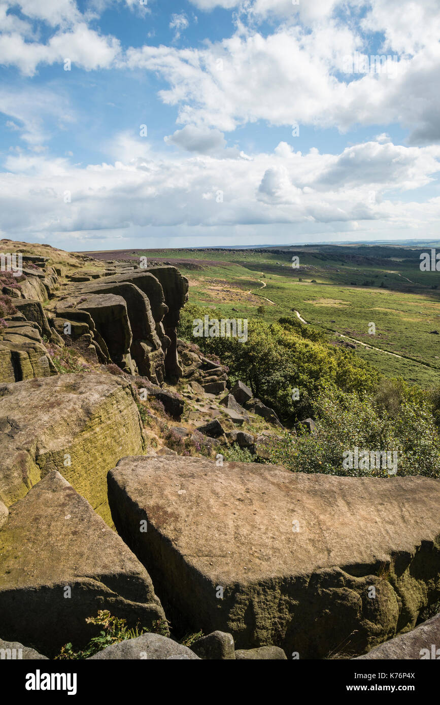 Beautiful landscape image of Burbage Edge and Rocks in Summer in Peak ...