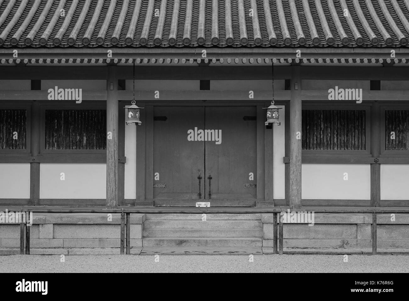 Facade of an ancient Shinto Shrine in Kyoto, Japan. Shinto Shrine is ...