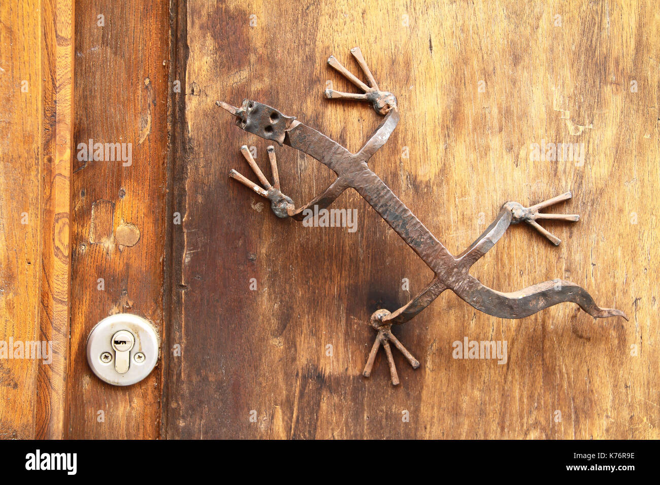 Lizard handle on a door Stock Photo - Alamy