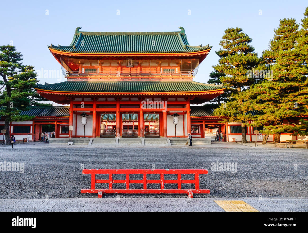 Kyoto, Japan - Dec 25, 2015. View of Heian Temple at sunset in Kyoto ...