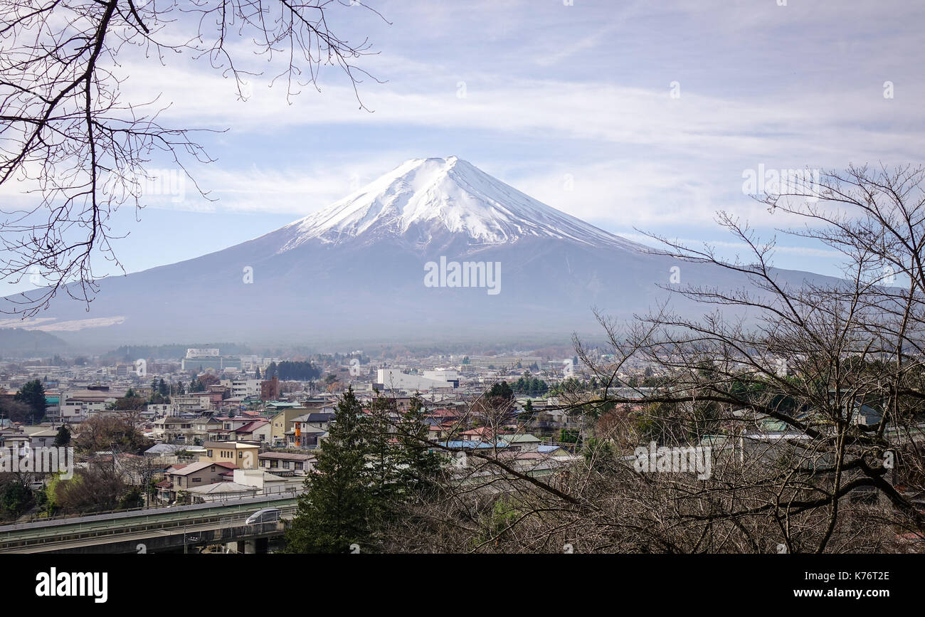 View of Fujisan in Yamanashi, Japan. View from top of the hill in ...
