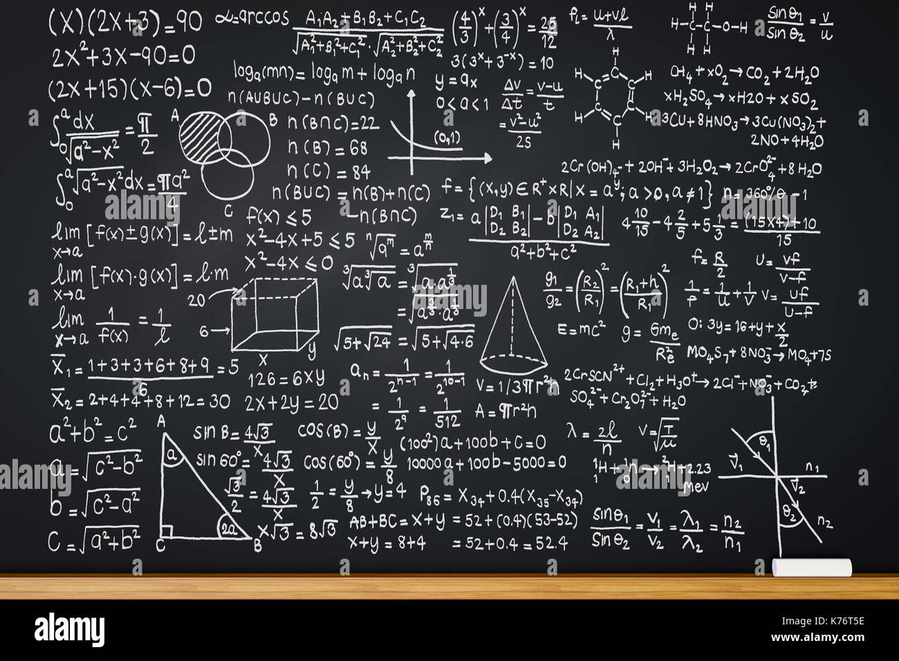 3d Rendering Blackboard With Math Formula Or Education Background Stock