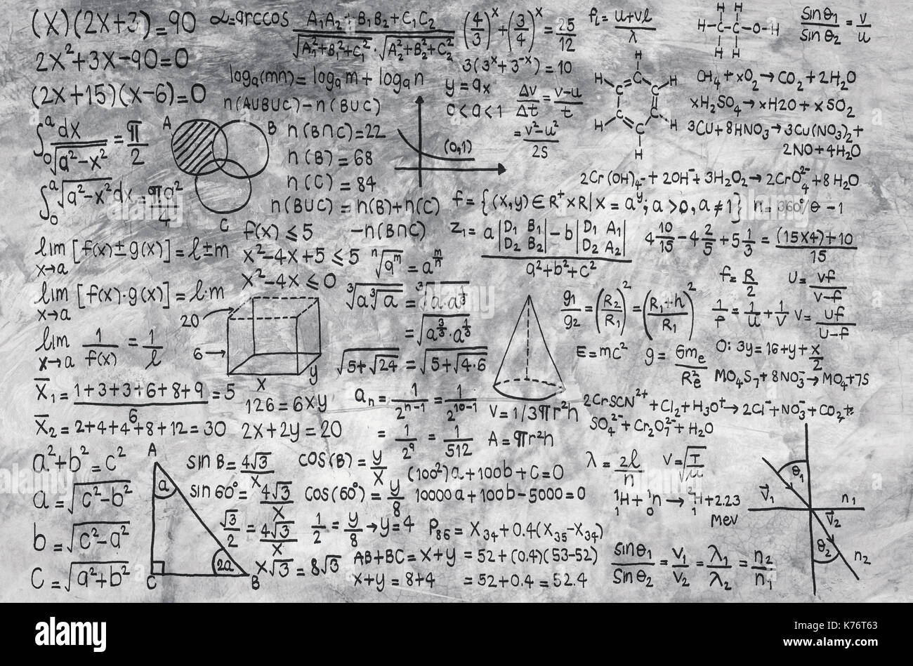 math formula on grey background or education background Stock Photo - Alamy