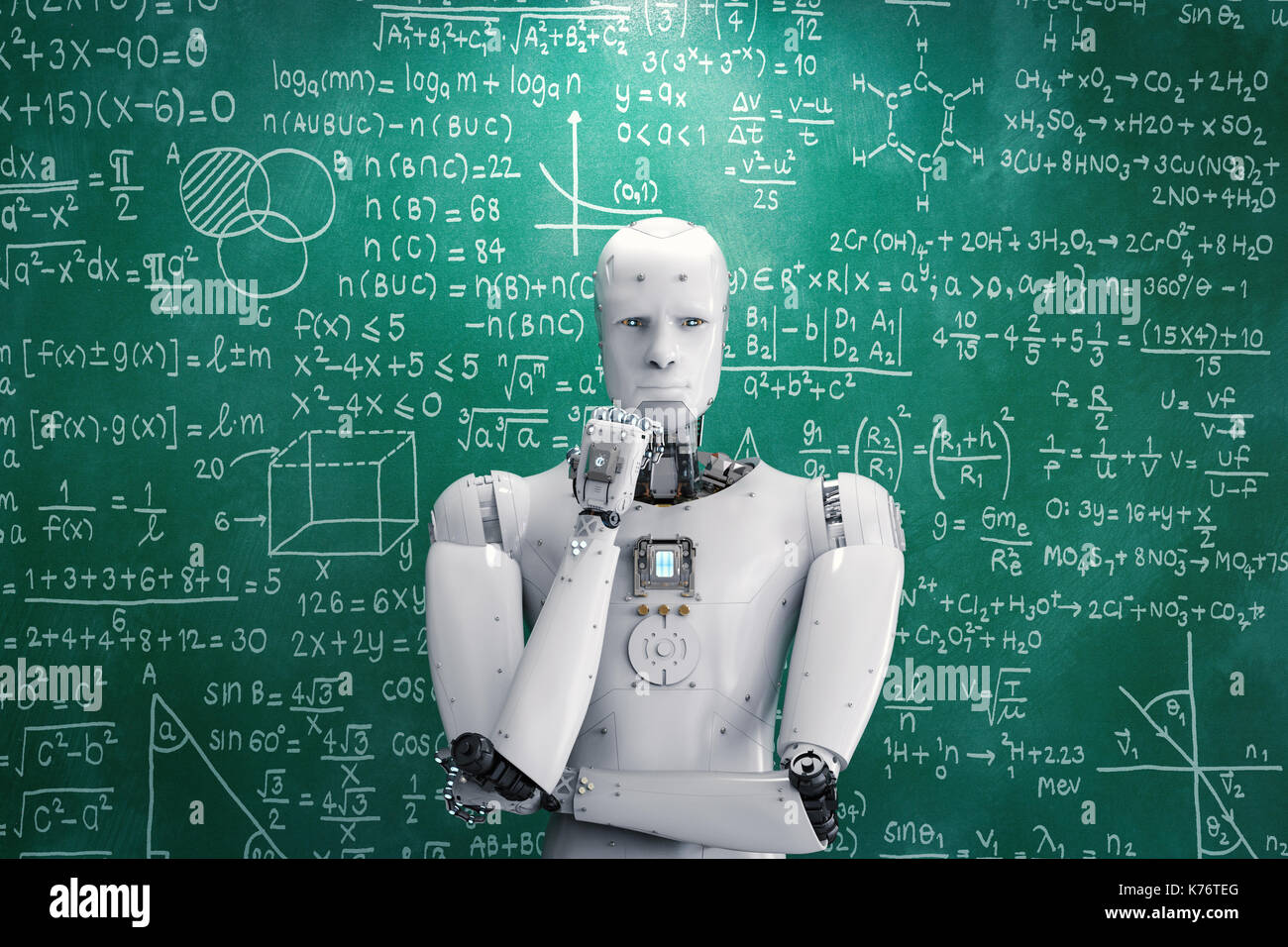 3d rendering robot learning or solving problems Stock Photo - Alamy