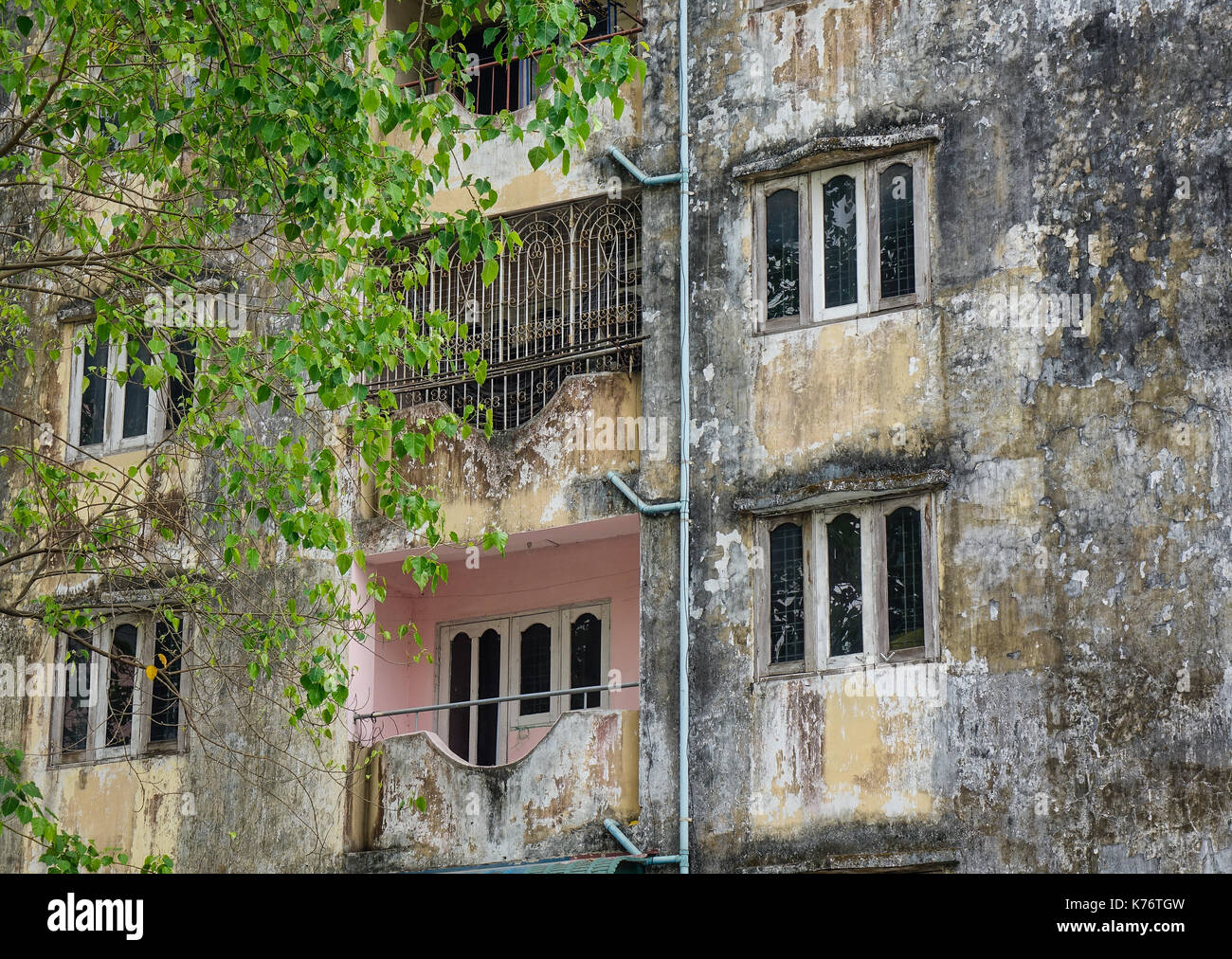 Details of old building at Chinatown in Yangon, Myanmar. Yangon boasts ...