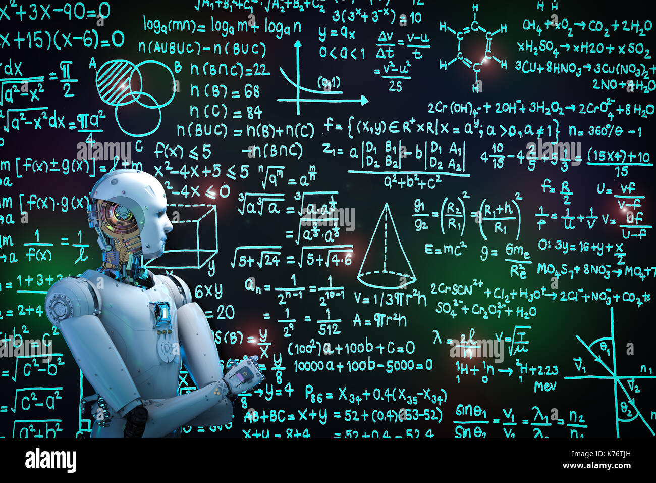 3d rendering robot learning or solving problems Stock Photo - Alamy