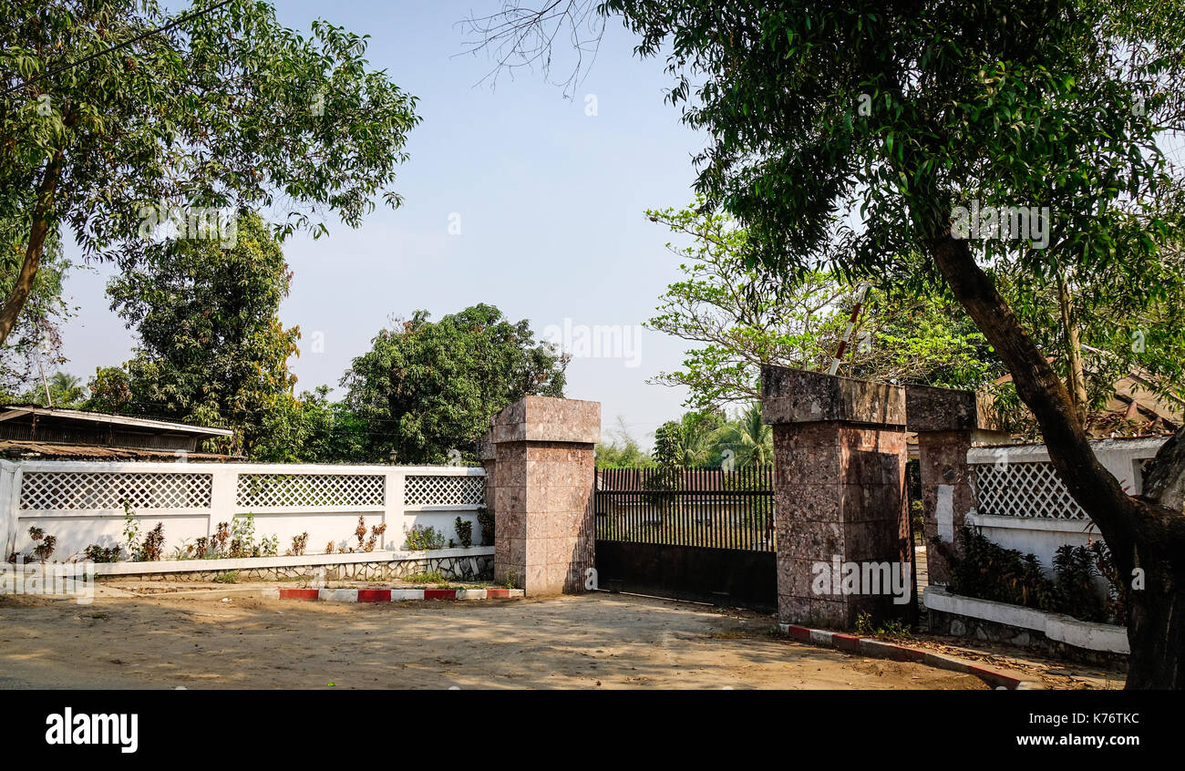 Gate of old building at downtown in Yangon Myanmar. Yangon boasts the ...