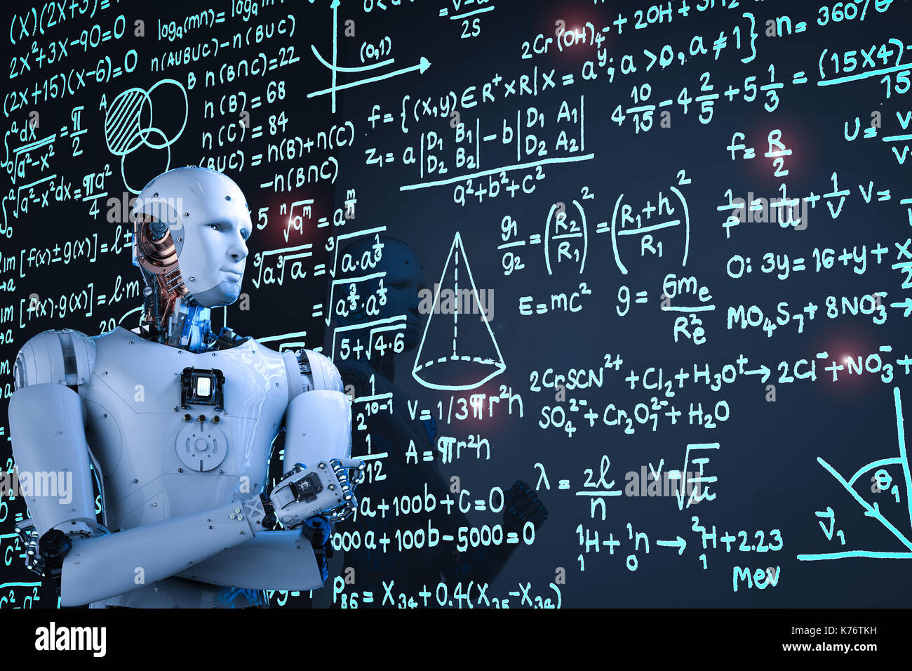 3d rendering robot learning or solving problems Stock Photo - Alamy