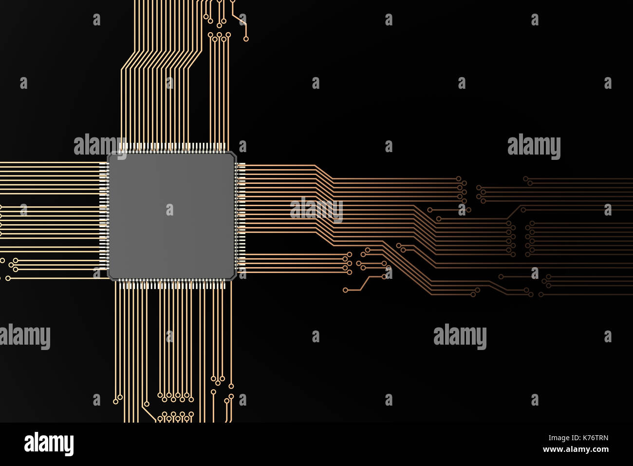 3d rendering cpu chips on black circuit board Stock Photo - Alamy