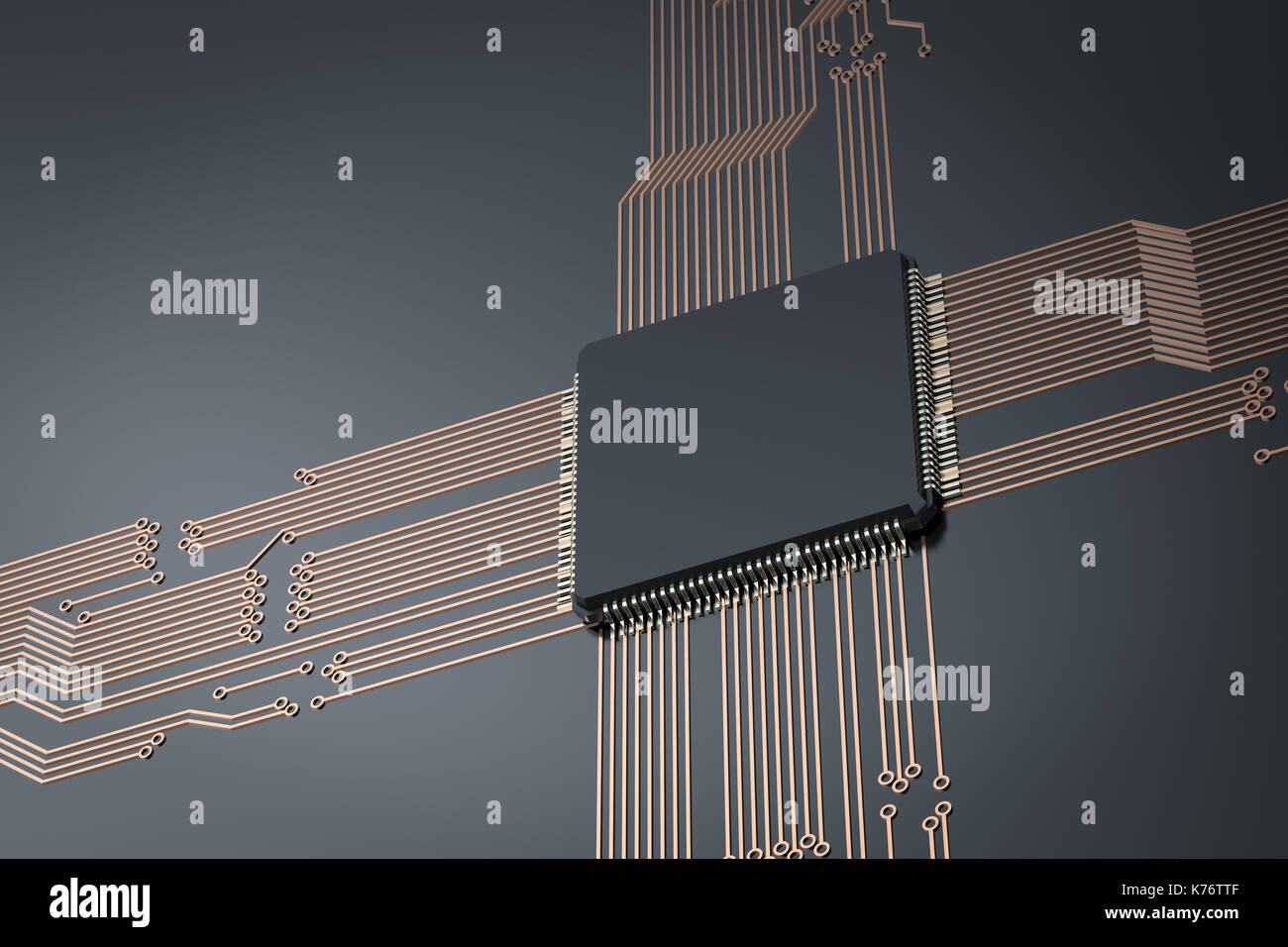 3d rendering cpu chips on black circuit board Stock Photo - Alamy