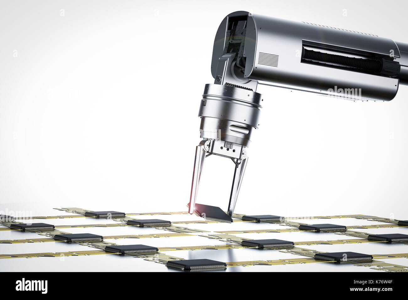 3d rendering robot arm working with cpu Stock Photo - Alamy