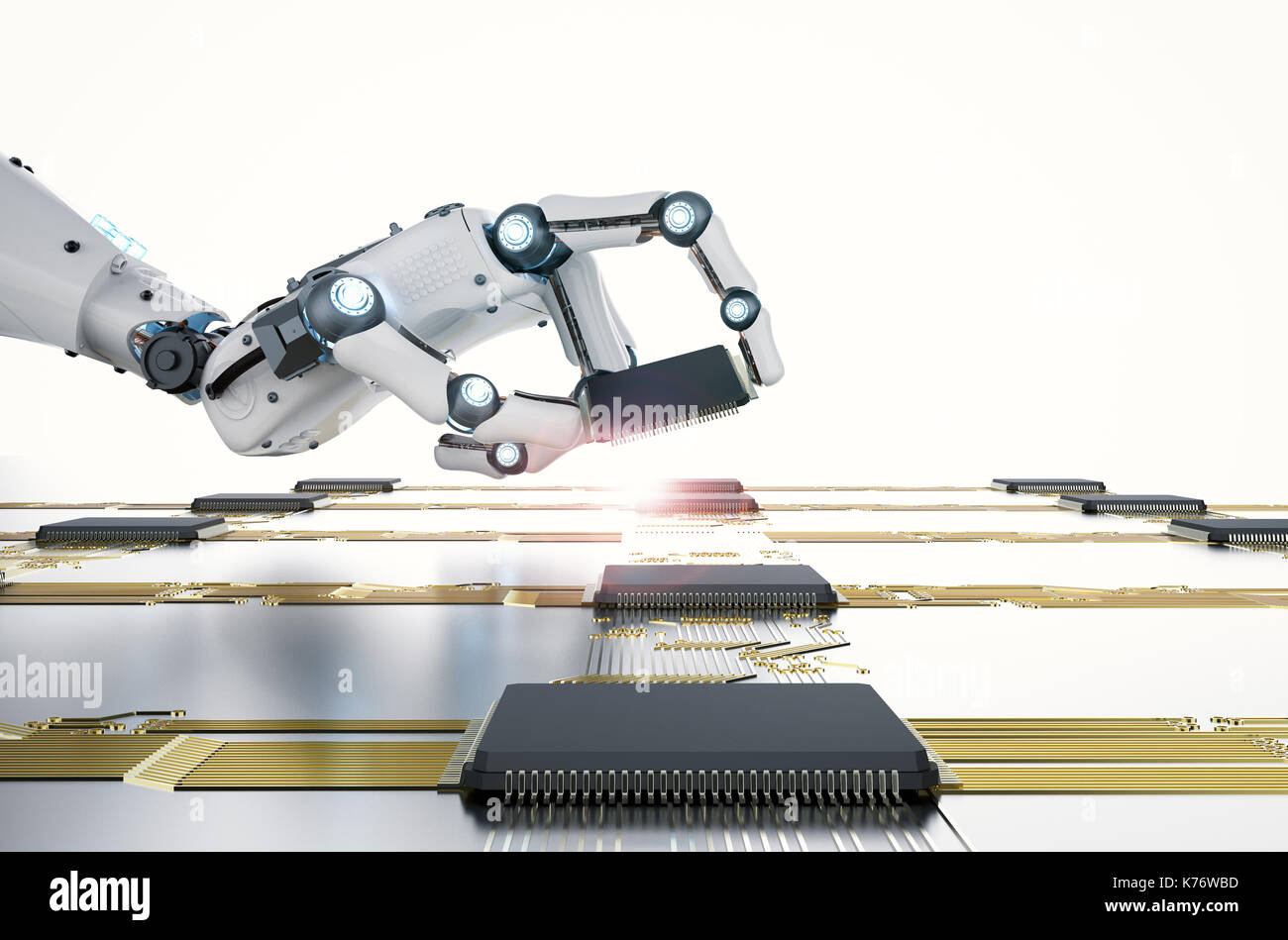 3d rendering cyborg hand working with cpu Stock Photo - Alamy