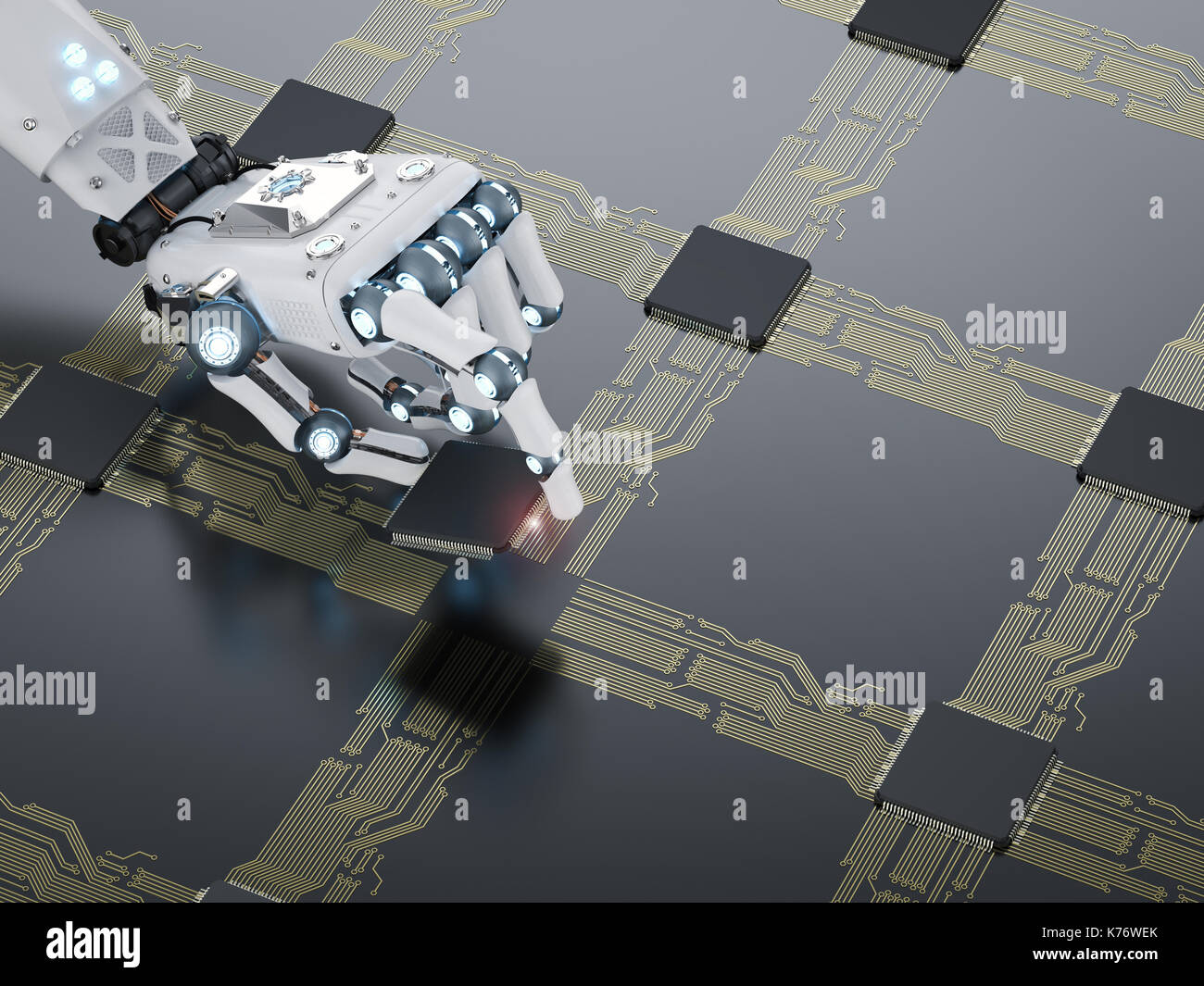 3d rendering cyborg hand working with cpu Stock Photo - Alamy