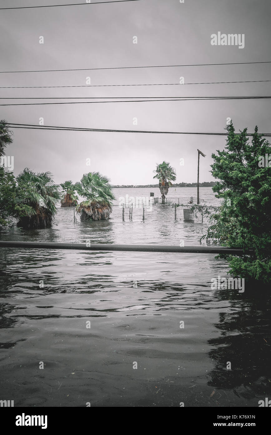 Flooded boat dock on Clear Lake during Hurricane Harvey Stock Photo - Alamy