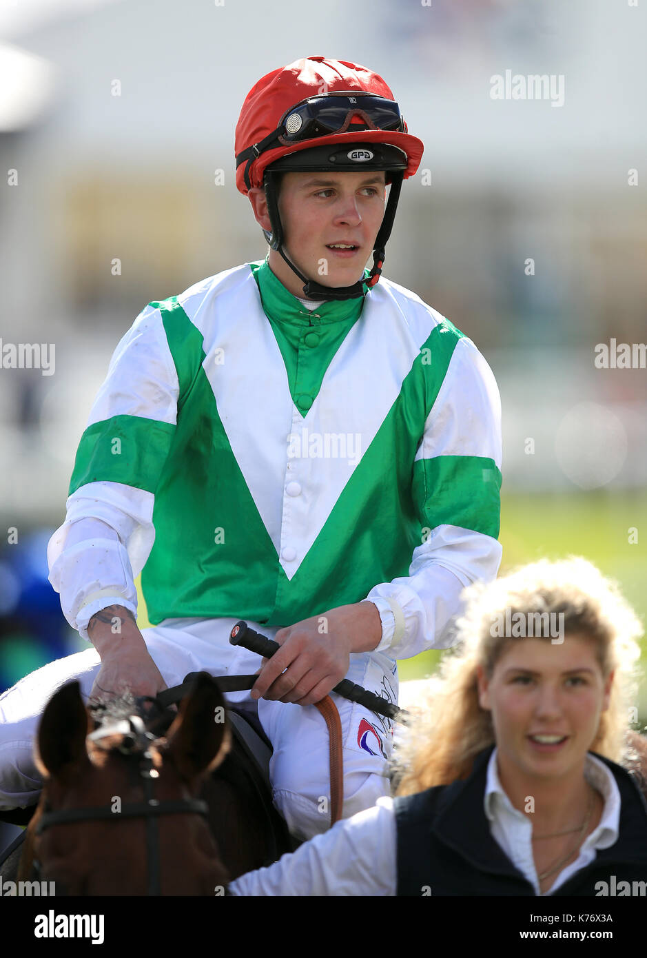 Jockey Clifford Lee on Ellthea after winning the EBF British Stallion ...
