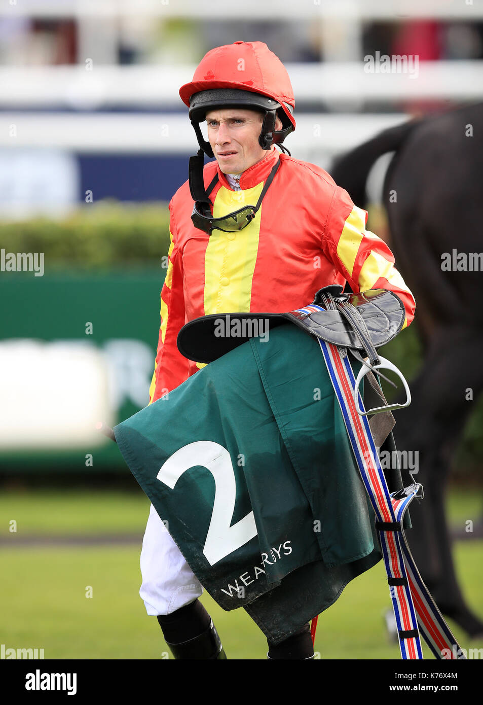 Jockey Ryan Moore on Sebastiano Ricci after the Weatherbys Racing Bank ...