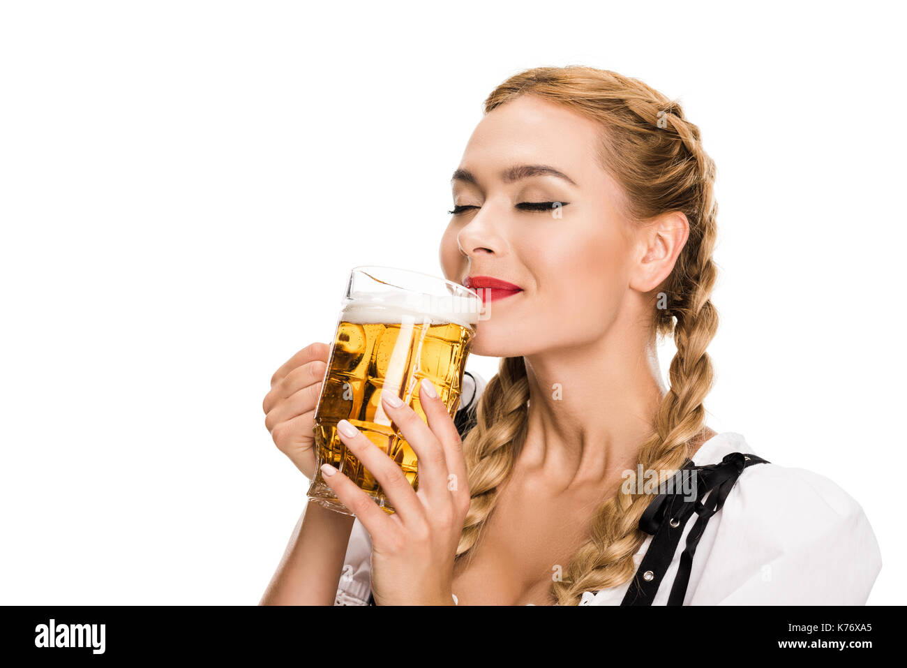 Blonde girl drinking beer hi-res stock photography and images - Alamy