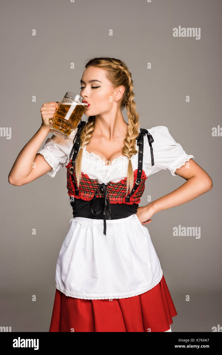 Blonde girl drinking beer hi-res stock photography and images - Alamy
