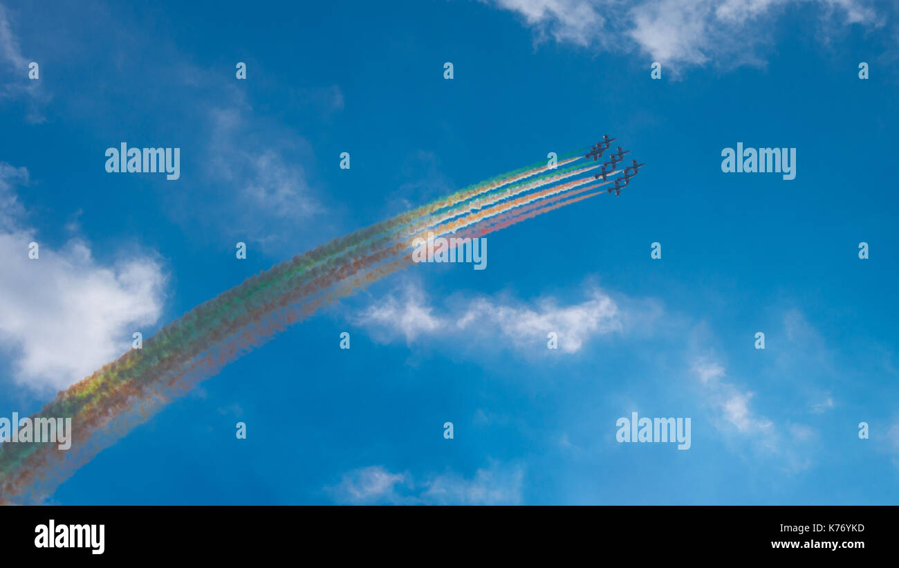 Fighter jets in Italy flying in formation with colours from the Italy ...