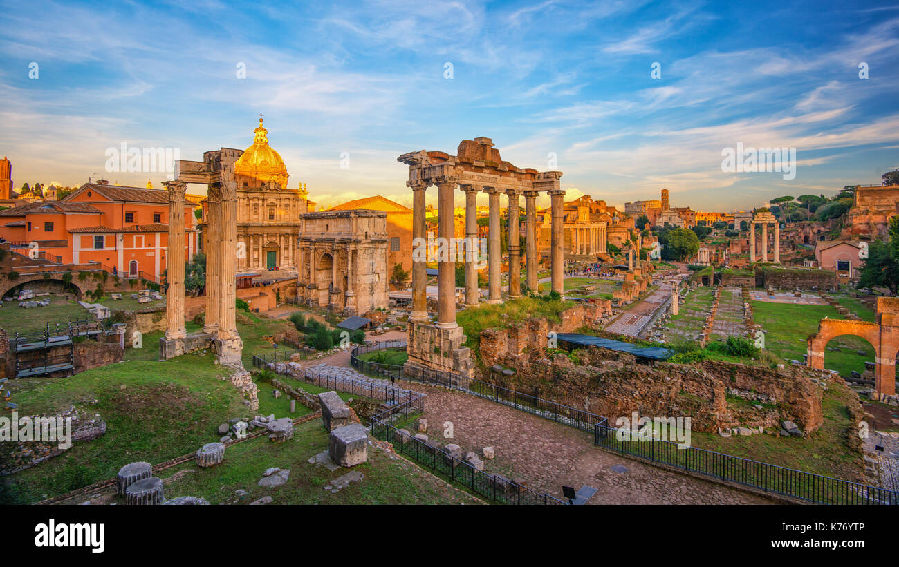 A classic view of the Roman Forum in a beautiful early evening light ...