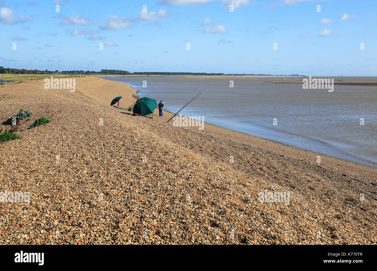 Fishing on River Ore at North Weir Point, Shingle Street, Suffolk ...